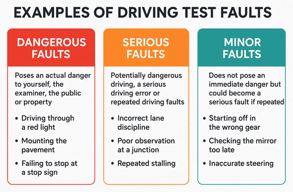 List Of Serious, Major & Minor Driving Test Faults - UK List & How To Avoid
